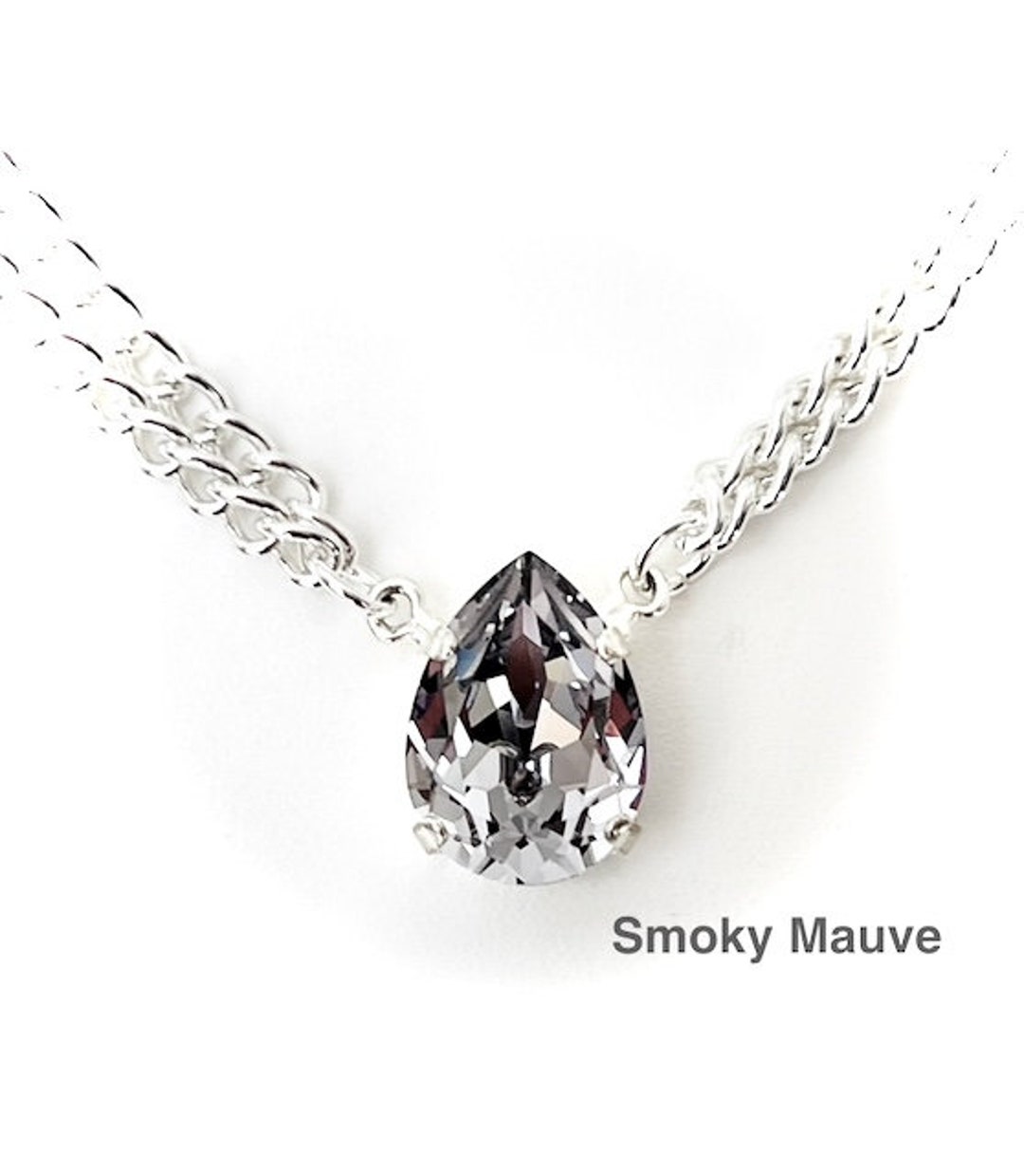 Beautiful Swarovski Pear Shaped Crystal on a Double Silver Chain ...