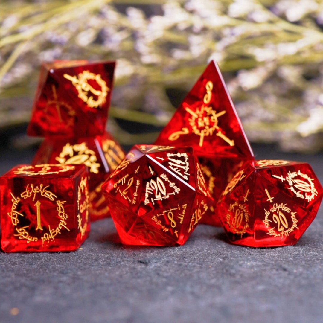 Gemstone Dice Set, Polyhedral DND Dice Set Made of Natural Garnet for ...