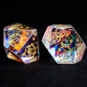 Crystal DND Dice Set, Natural Crystal Dice Set for Dungeons and Dragons ...