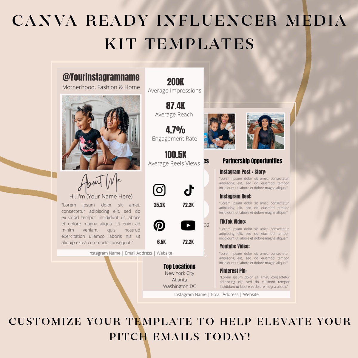 Media Kit Canva Template Press Kit Blogger Template Instagram