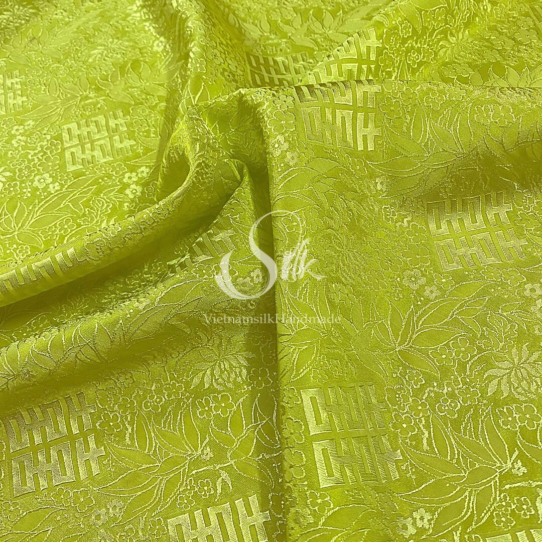 PURE MULBERRY SILK Fabric by the Yard - Chartreuse Silk With ...