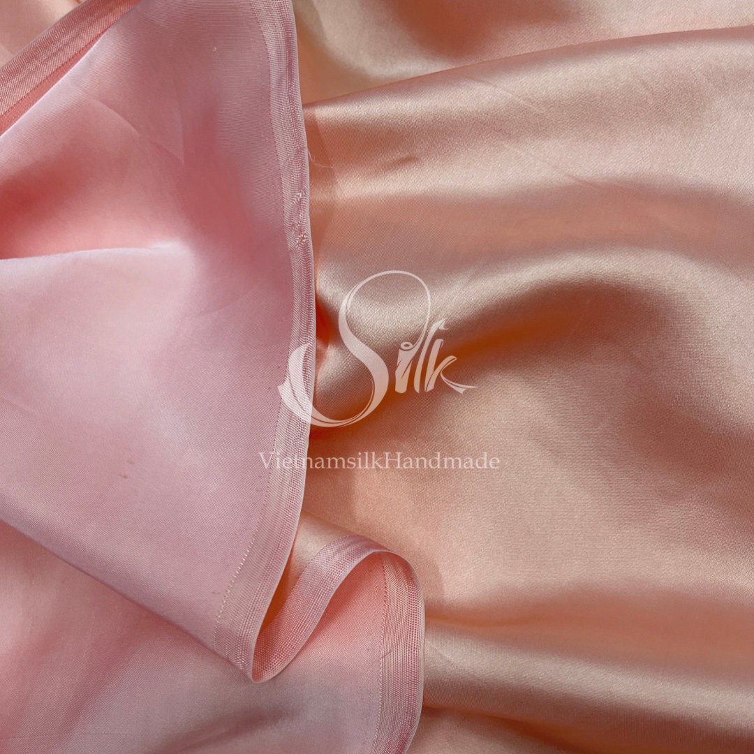 PURE MULBERRY SILK Fabric by the Yard - Light Pink Orange - Natural ...