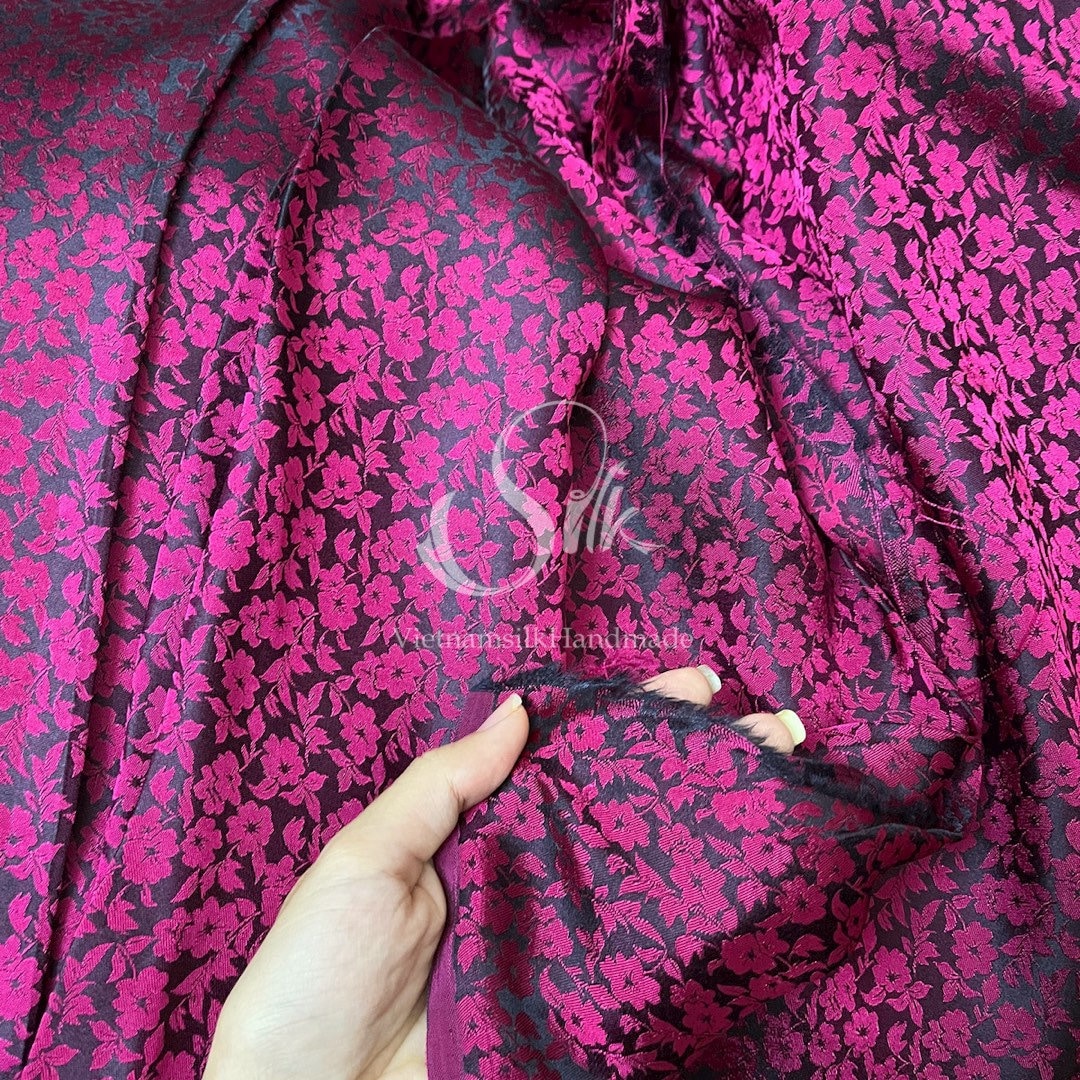 PURE MULBERRY SILK Fabric by the Yard - Natural Silk - Black Silk With ...