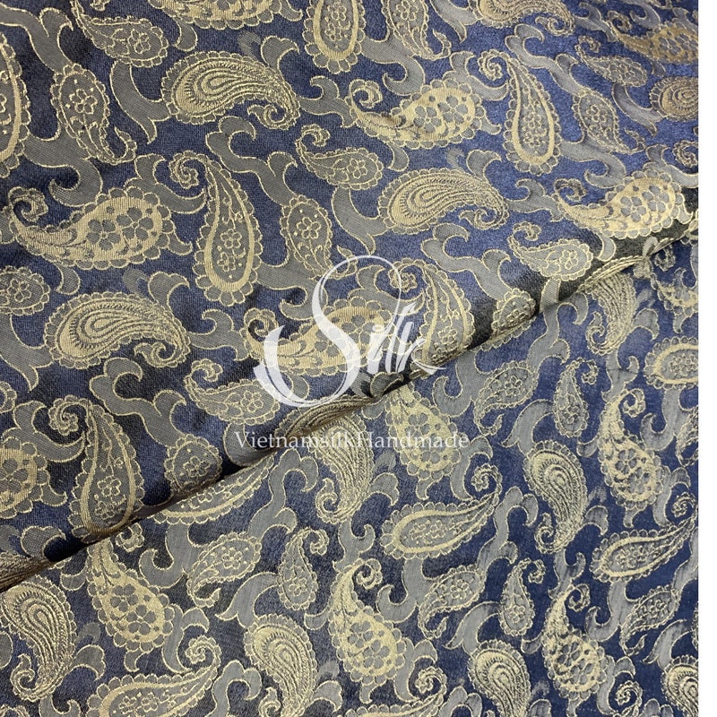 Navy Blue Paisley Fabric - Etsy