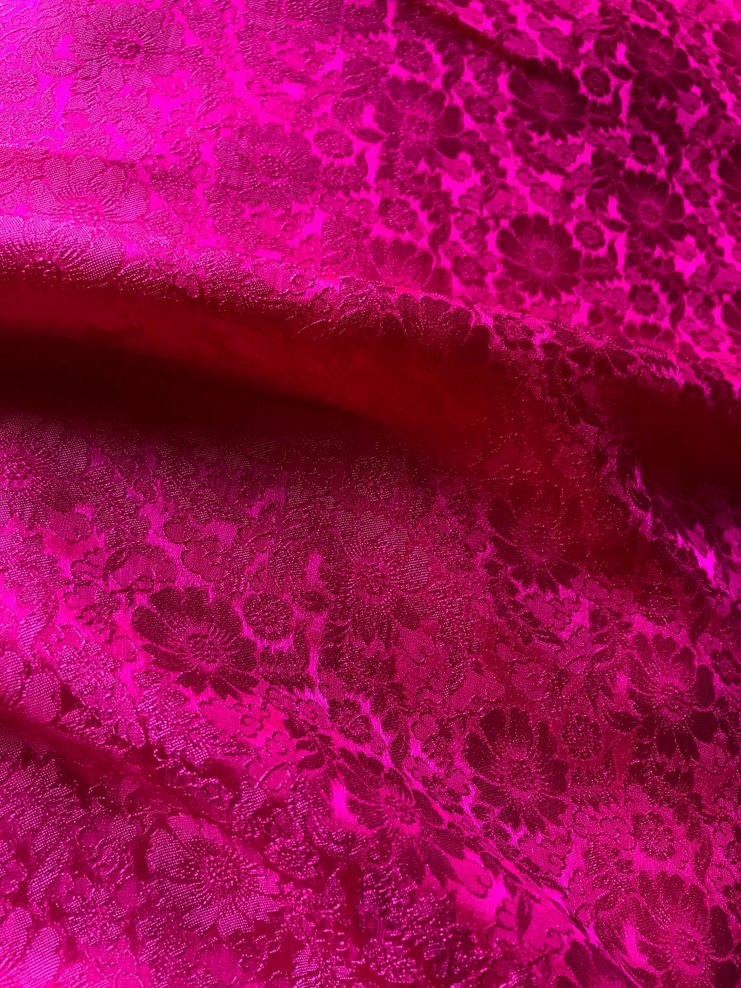 PURE MULBERRY SILK Fabric by the Yard - Floral Silk - Hot Pink Silk ...