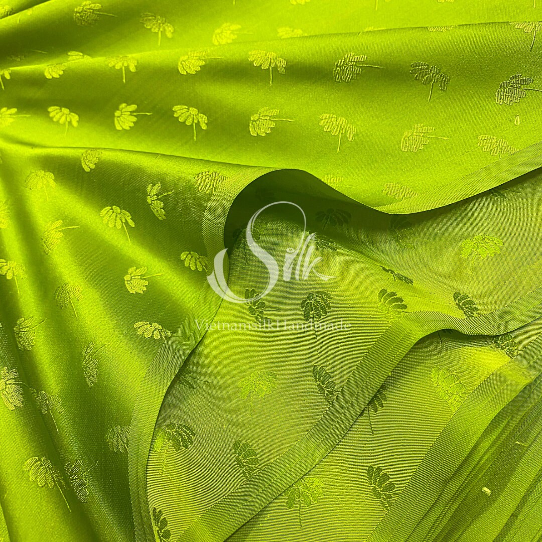 PURE MULBERRY SILK Fabric by the Yard - Natural Silk - Chartreuse Green ...