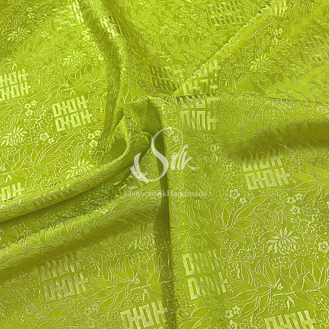 PURE MULBERRY SILK Fabric by the Yard - Chartreuse Silk With ...