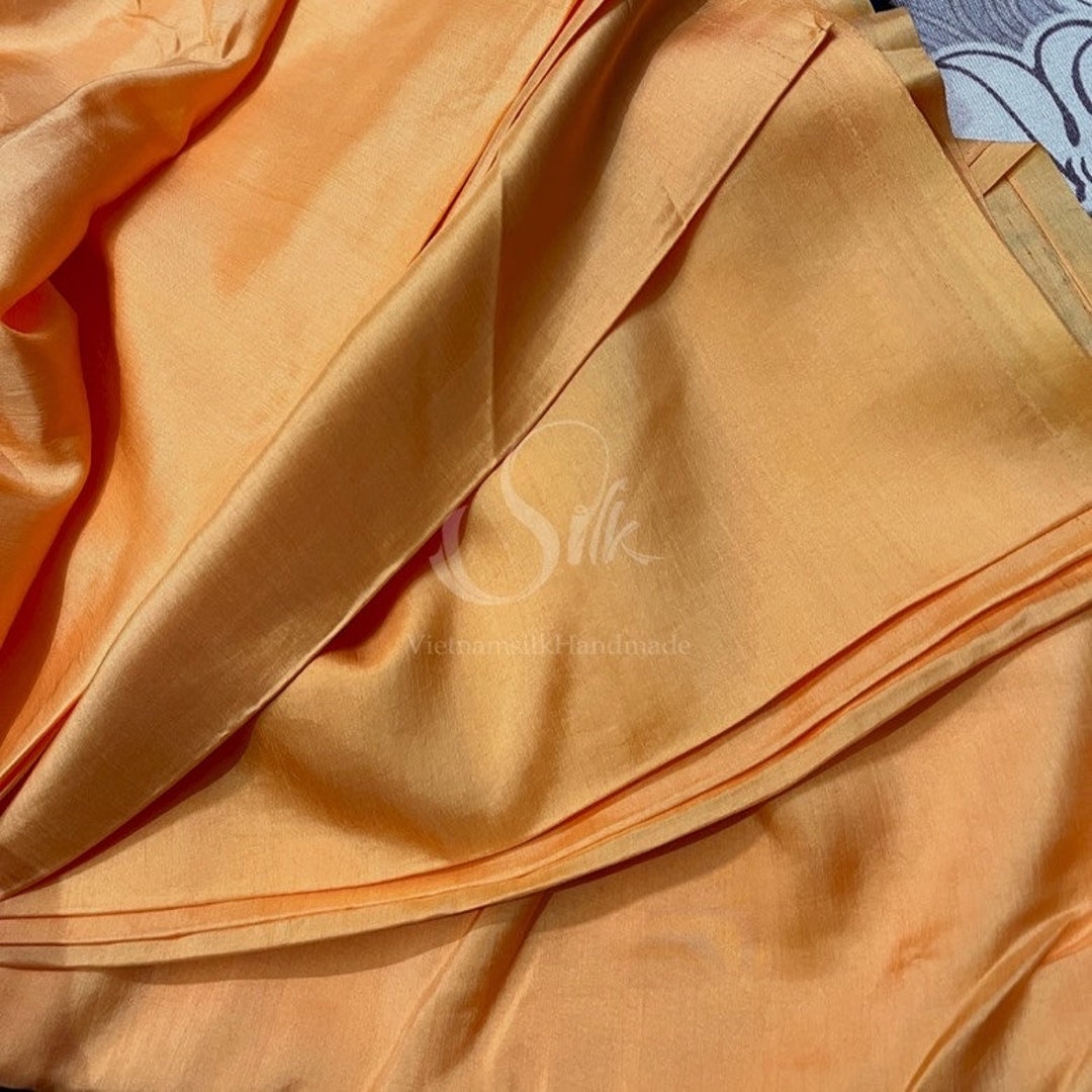 100% MULBERRY SILK Fabric by the Yard - Light Orange Silk - Habutai ...