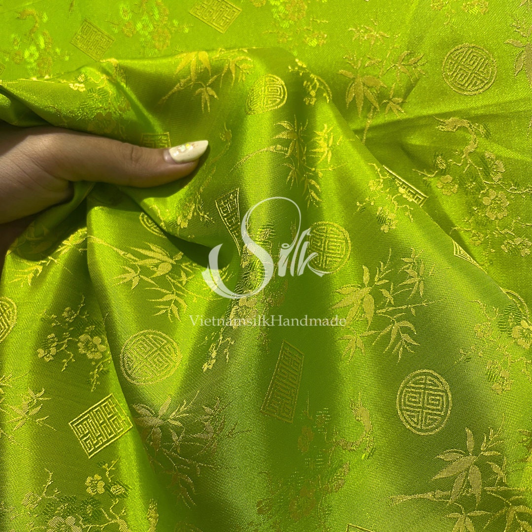 Chartreuse Green PURE MULBERRY SILK Fabric by the Yard - Natural Silk ...