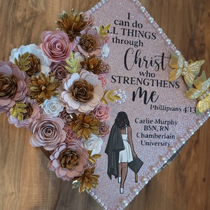Custom GOD Graduation Cap Topper Vintage Pink Girly Floral - Etsy