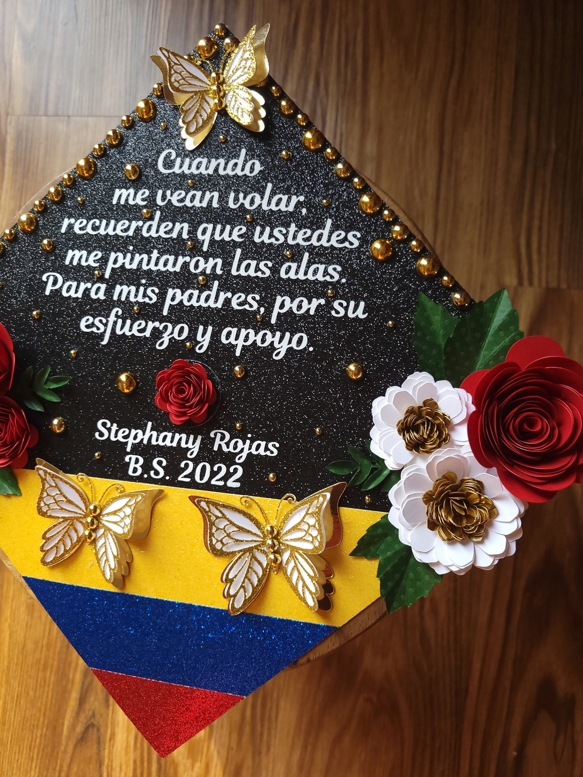Custom Colombia Colombian Colombiana Graduation Cap Topper Flag Cap ...