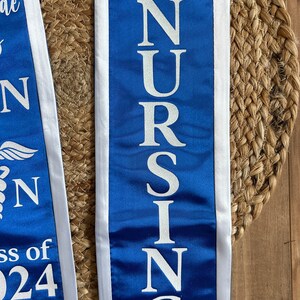 Custom Royal Blue White Gold Nurse Graduation Glitter Trimmed Stole ...