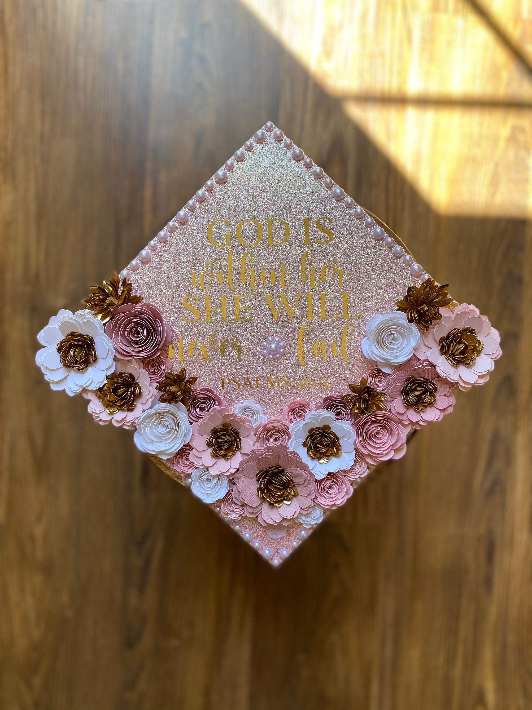 Custom GOD Graduation Cap Topper Vintage Pink Girly Floral - Etsy