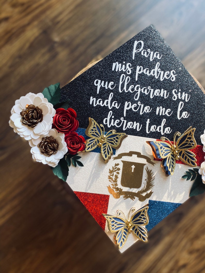 Custom Dominican Republic Graduation Cap Topper Flag Floral - Etsy