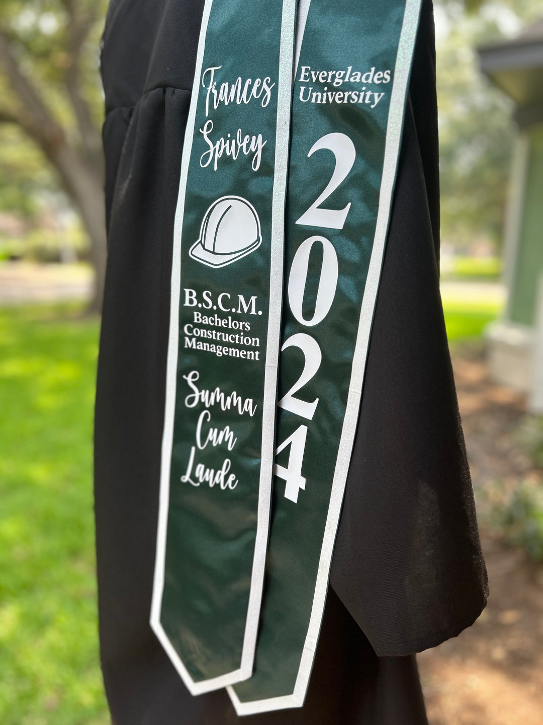 Custom Green White Nurse Graduation Trimmed Stoles Sashes Design ...
