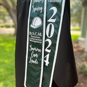 Custom Green White Nurse Graduation Trimmed Stoles Sashes Design ...