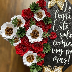 Custom Mexico Graduation Cap Topper Lo Logre Flag Floral Bling ...