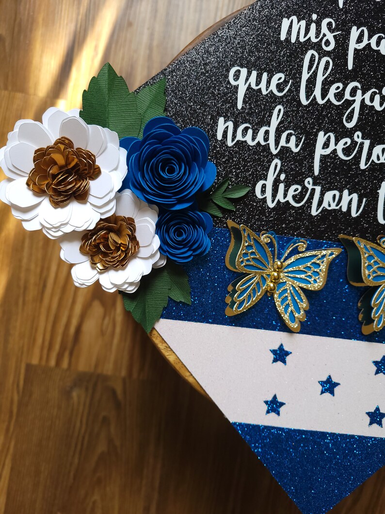 Custom Honduras Honduran Graduation Cap Topper Flag Floral Bling ...