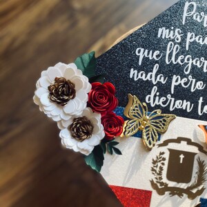 Custom Dominican Republic Graduation Cap Topper Flag Floral Bling ...