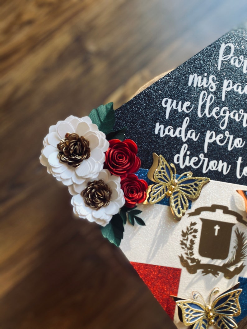 Custom Dominican Republic Graduation Cap Topper Flag Floral - Etsy