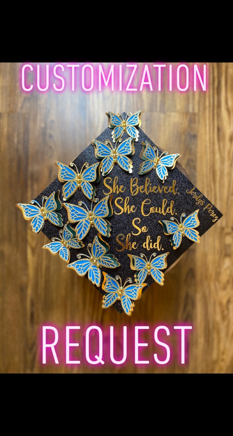 Custom Butterfly Graduation Cap Topper Floral Graduation Cap - Etsy