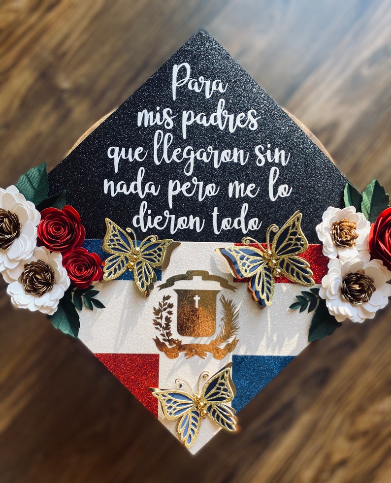 Custom Dominican Republic Graduation Cap Topper Flag Floral - Etsy