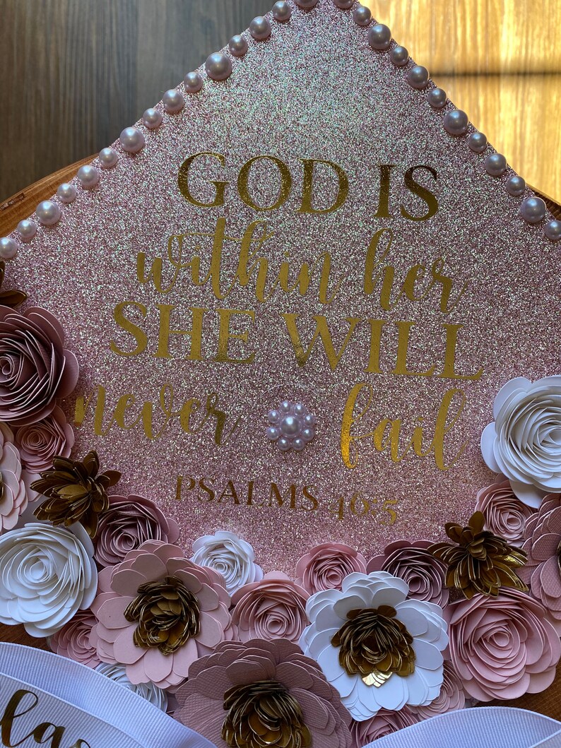 Custom GOD Graduation Cap Topper Vintage Pink Girly Floral - Etsy