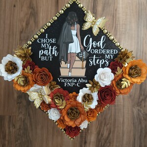 Custom Personalized Graduation Cap Topper Decoration Burnt Orange White ...