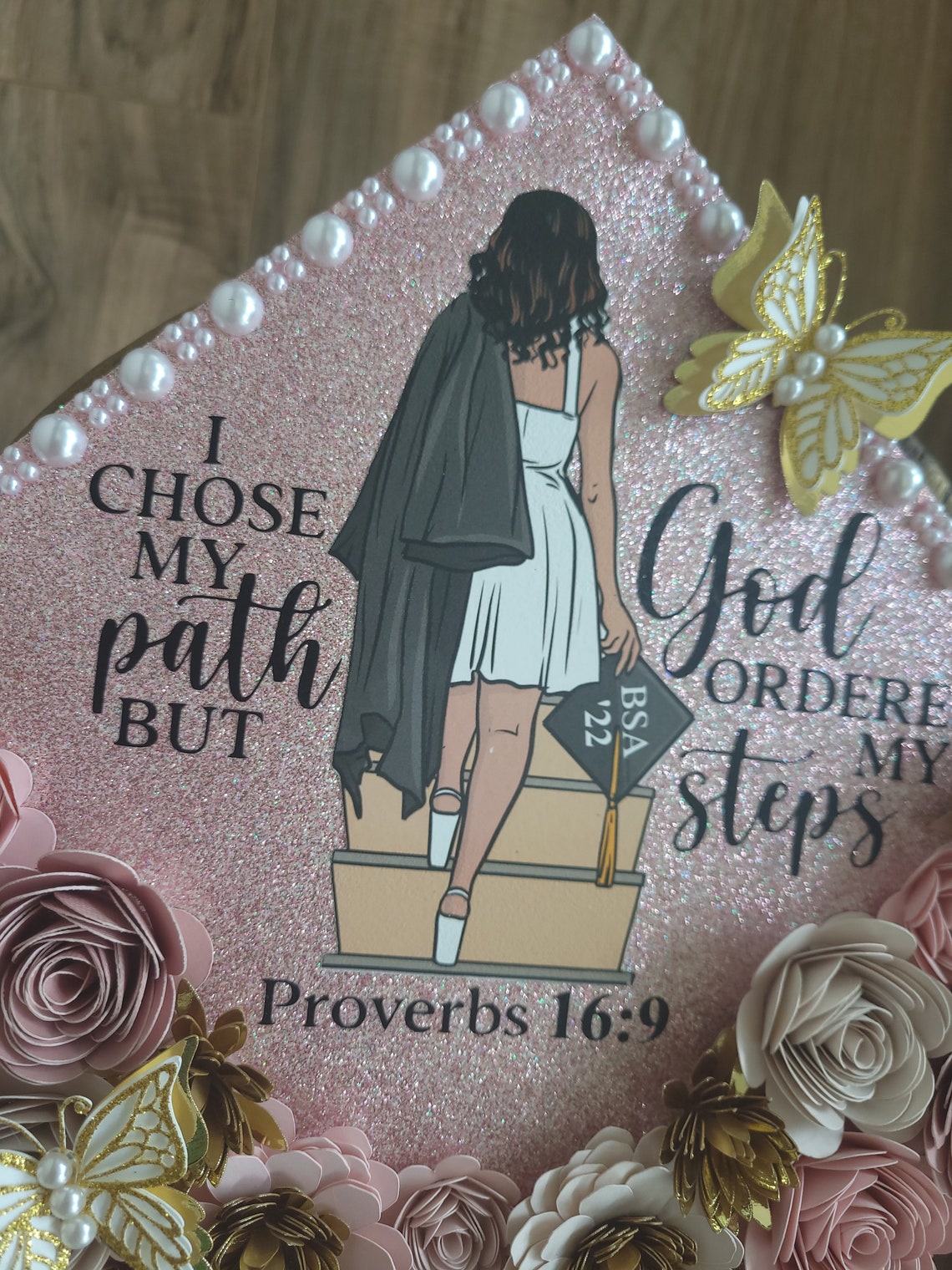 Custom GOD Graduation Cap Topper Vintage Pink Girly Floral - Etsy