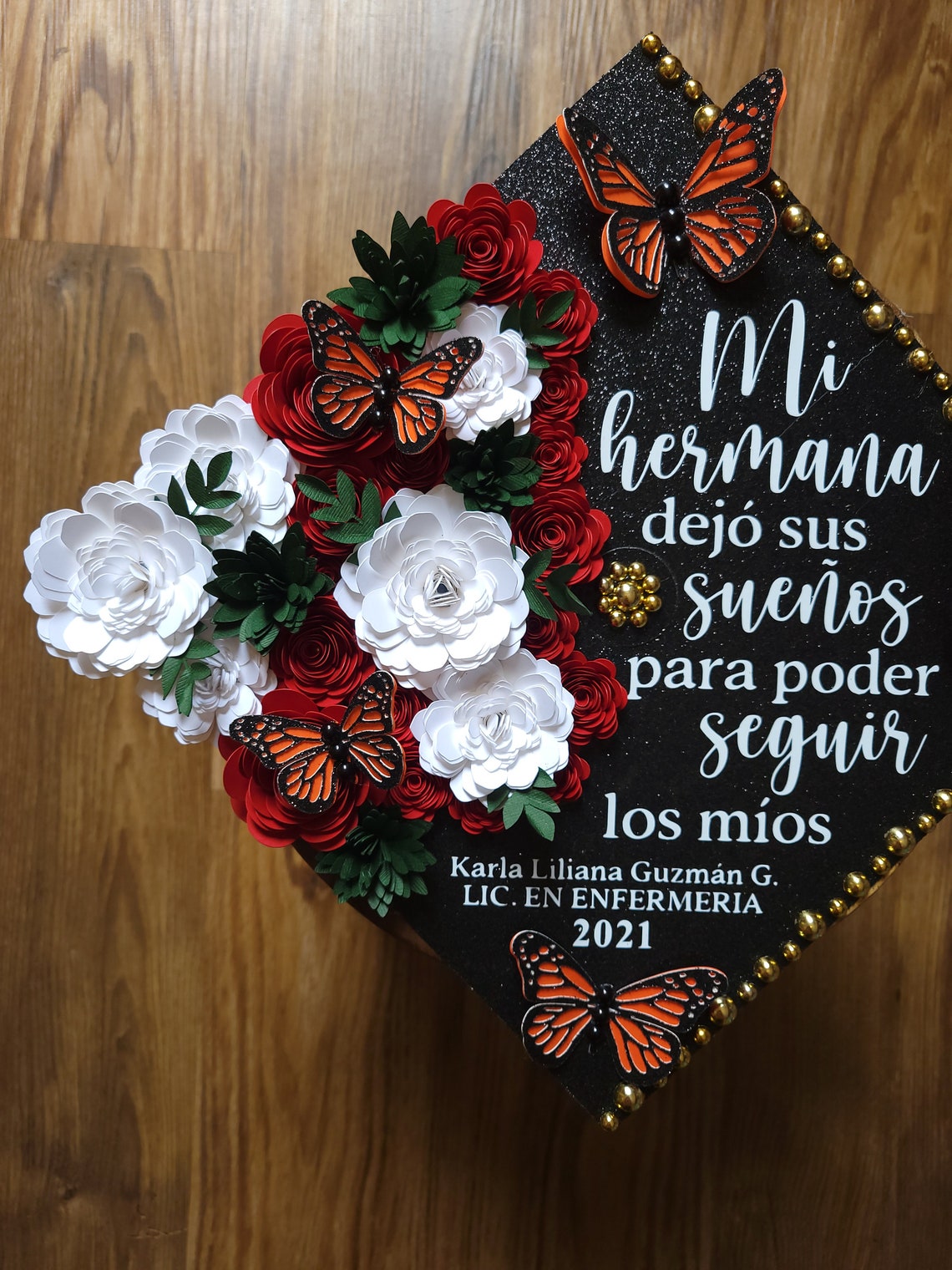 Custom Mexico Graduation Cap Topper Para Mis Padres Butterfly | Etsy