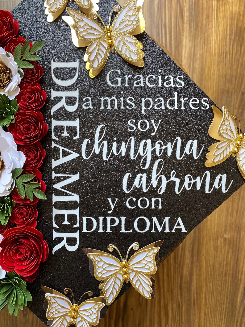 Custom Mexico Graduation Cap Topper Dreamer Chingona Cabrona AF Flag ...