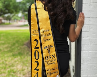 Custom Green White Nurse Graduation Trimmed Stoles Sashes Design ...