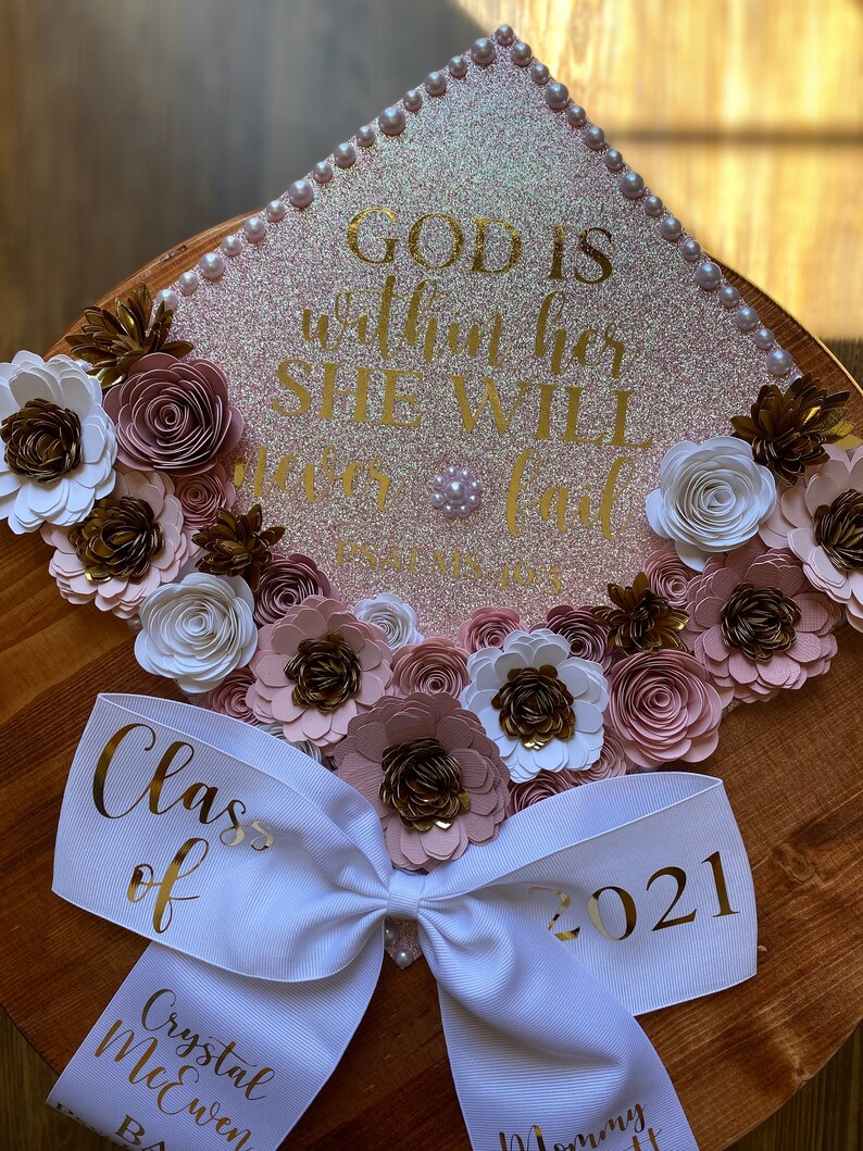 Custom GOD Graduation Cap Topper Vintage Pink Girly Floral - Etsy