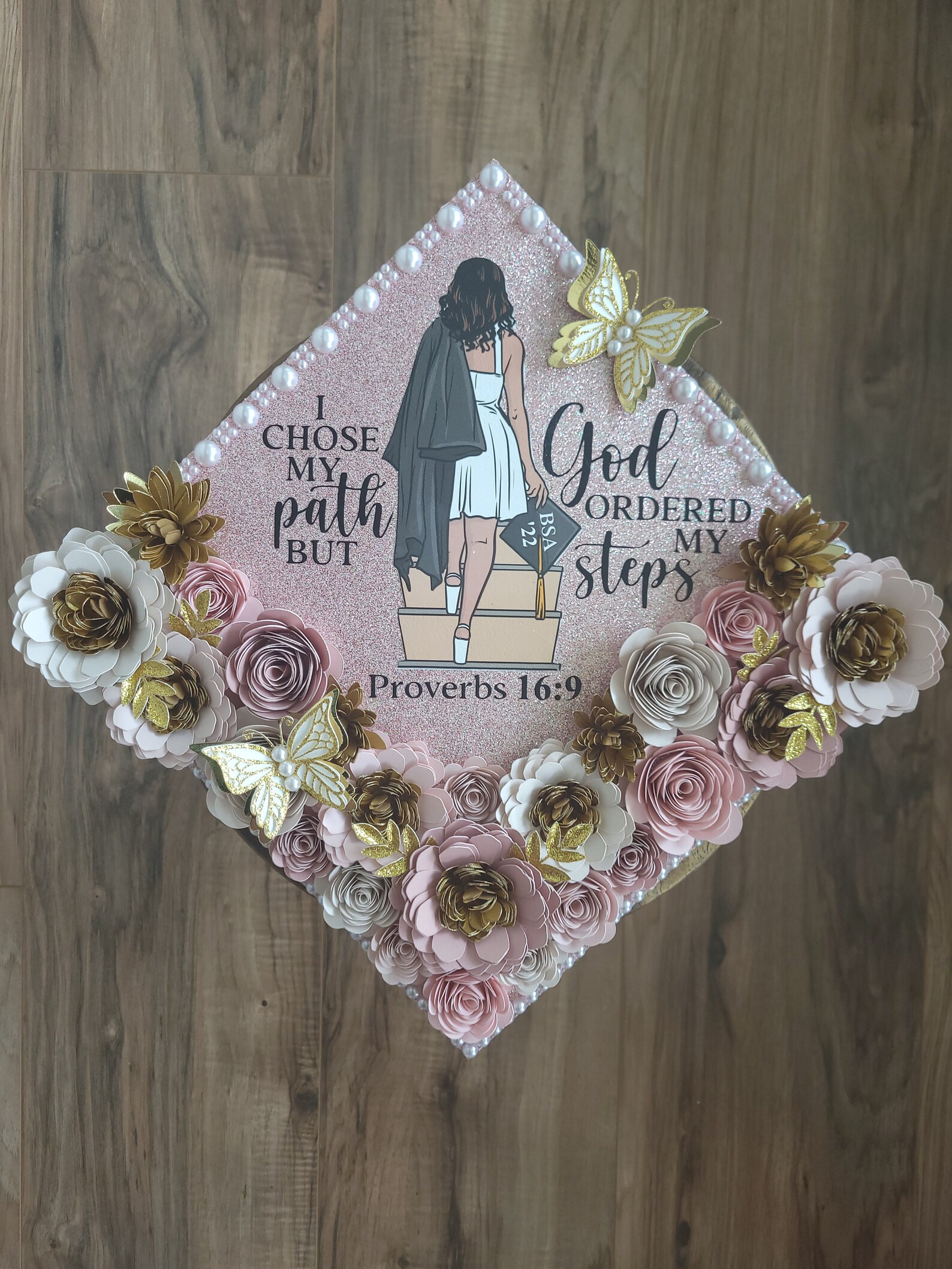 Custom GOD Graduation Cap Topper Vintage Pink Girly Floral - Etsy