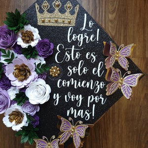 Custom Personalized Graduations Cap Topper Lo Logre Purple Flowers ...