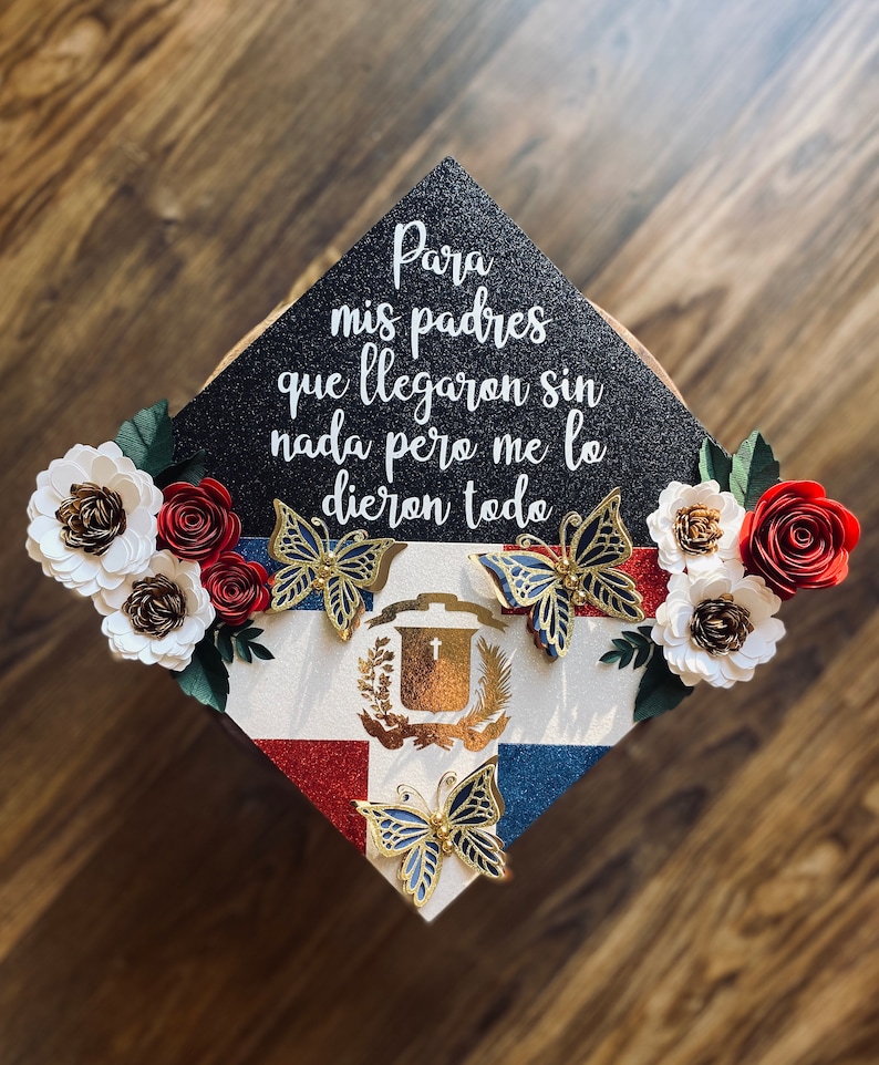 Custom Dominican Republic Graduation Cap Topper Flag Floral - Etsy