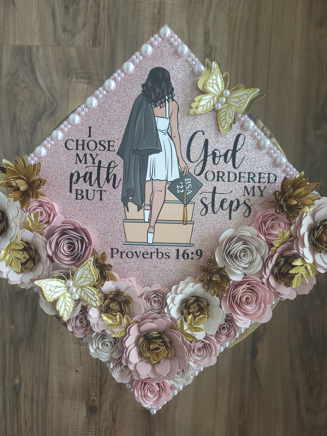 Custom GOD Graduation Cap Topper Vintage Pink Girly Floral - Etsy