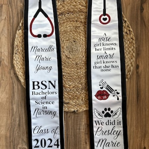 Custom Graduation Trimmed Stethoscope Nurse RN BSN Stoles Sashes Design ...