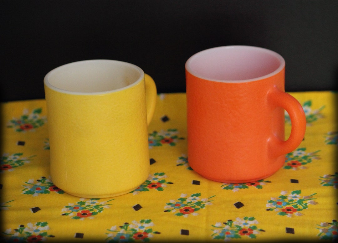 Set of 2 Vintage 1950s Hazel-atlas Orange Peel Textured Retro Milk ...