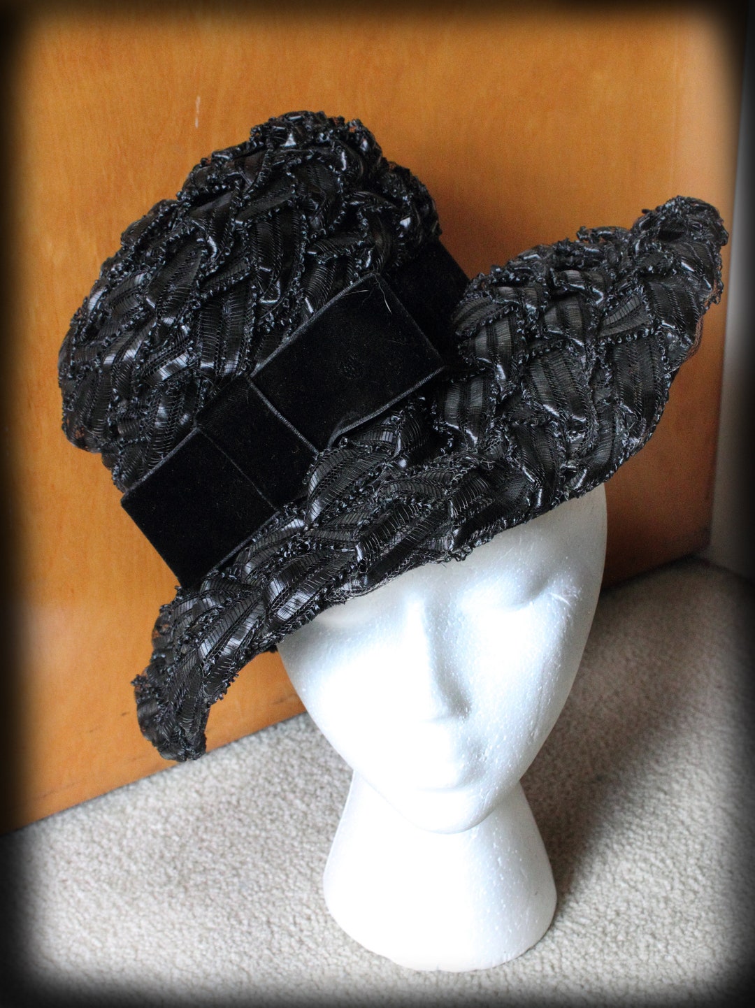 1960s Vintage Black Hat Women's Sears, Roebuck and Company Millinery ...