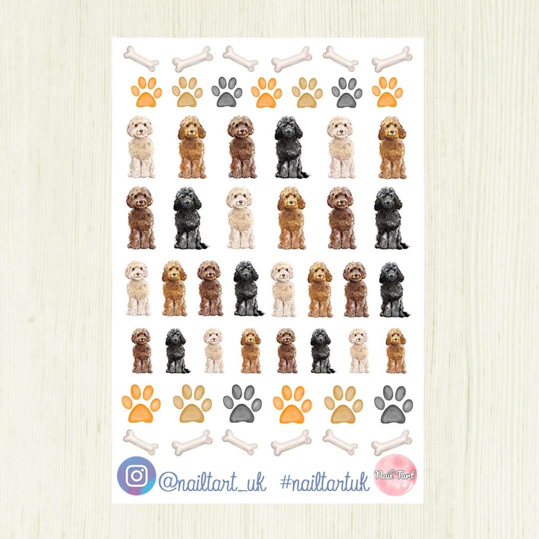 Nail Art Waterslide Decals / Stickers Cute Watercolor Cockapoo Dogs ...