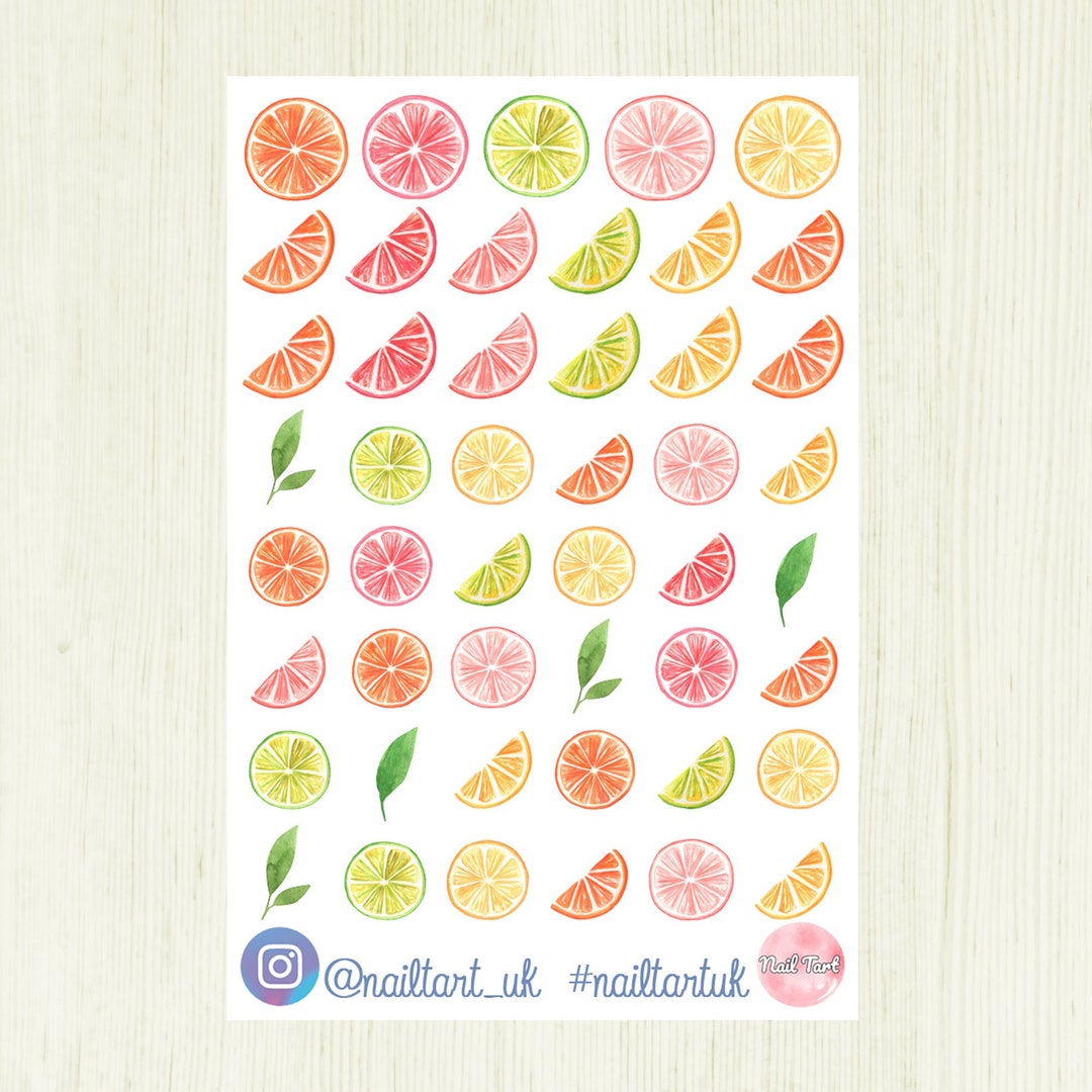Lemon Citrus Nail Art Waterslide Decals / Stickers - Etsy