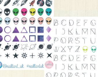 Alien Nail Stickers | Etsy
