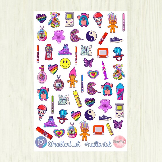 Nail Art Waterslide Decals / Stickers 90s Nostalgia Decal - Etsy