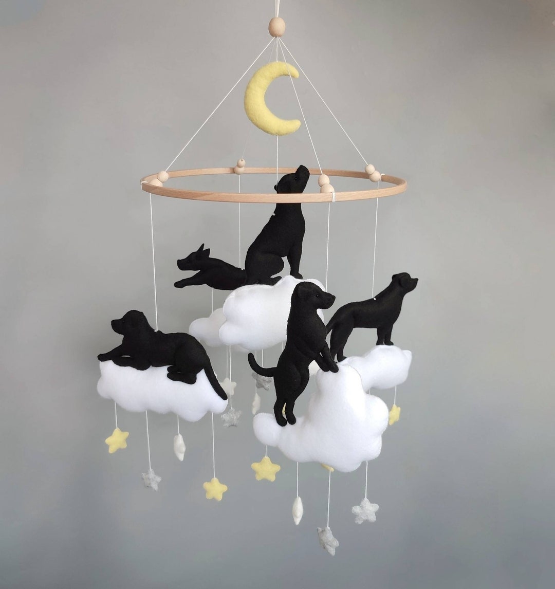 Black Felt Labrador Baby Mobile Nursery Decor, Lab Dog Lovers Shower ...