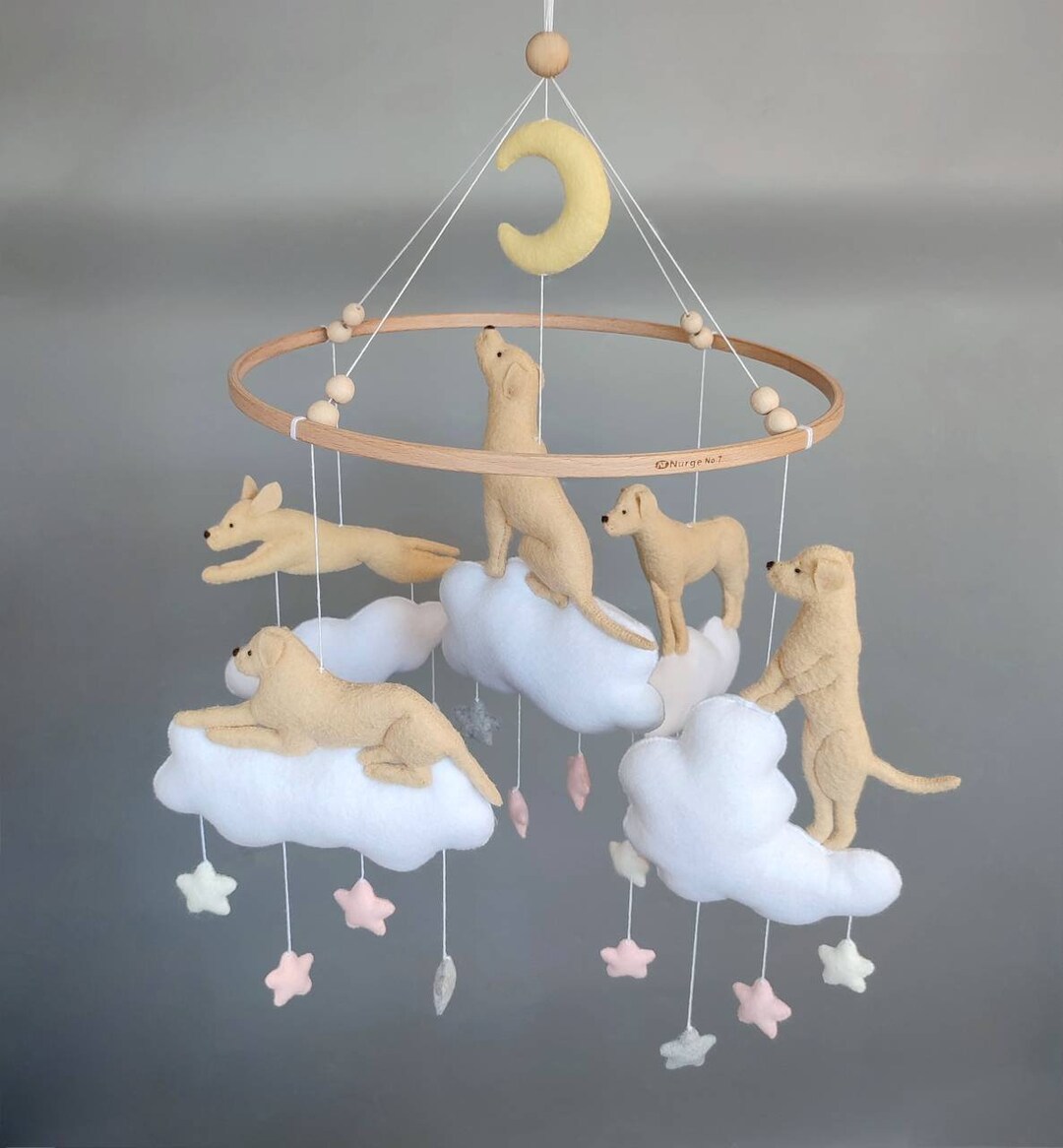 Yellow Labrador Mobile Baby Nursery Decor, Custom Dog Baby Mobile ...