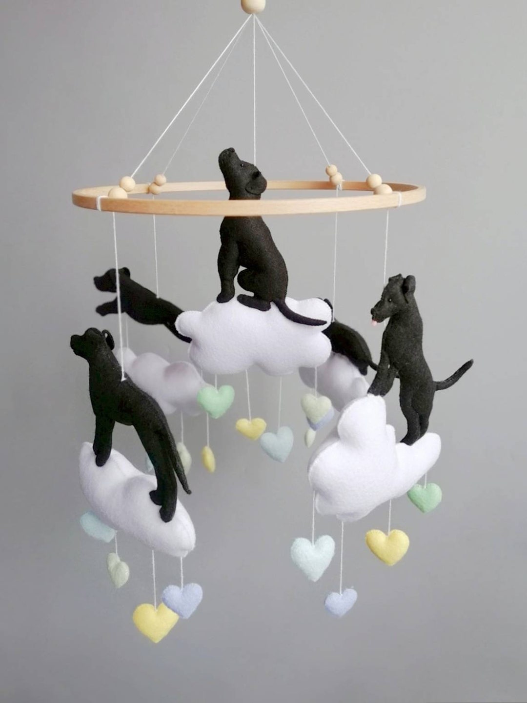 Dog Mobile Baby Nursery Decor, Custom Black Labrador Retriever Dog Baby ...