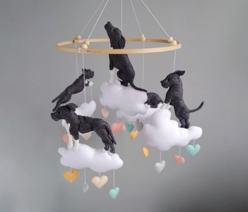 Dog Baby Mobile Felt Nursery Decor Hanging Mobile Dog Baby - Etsy