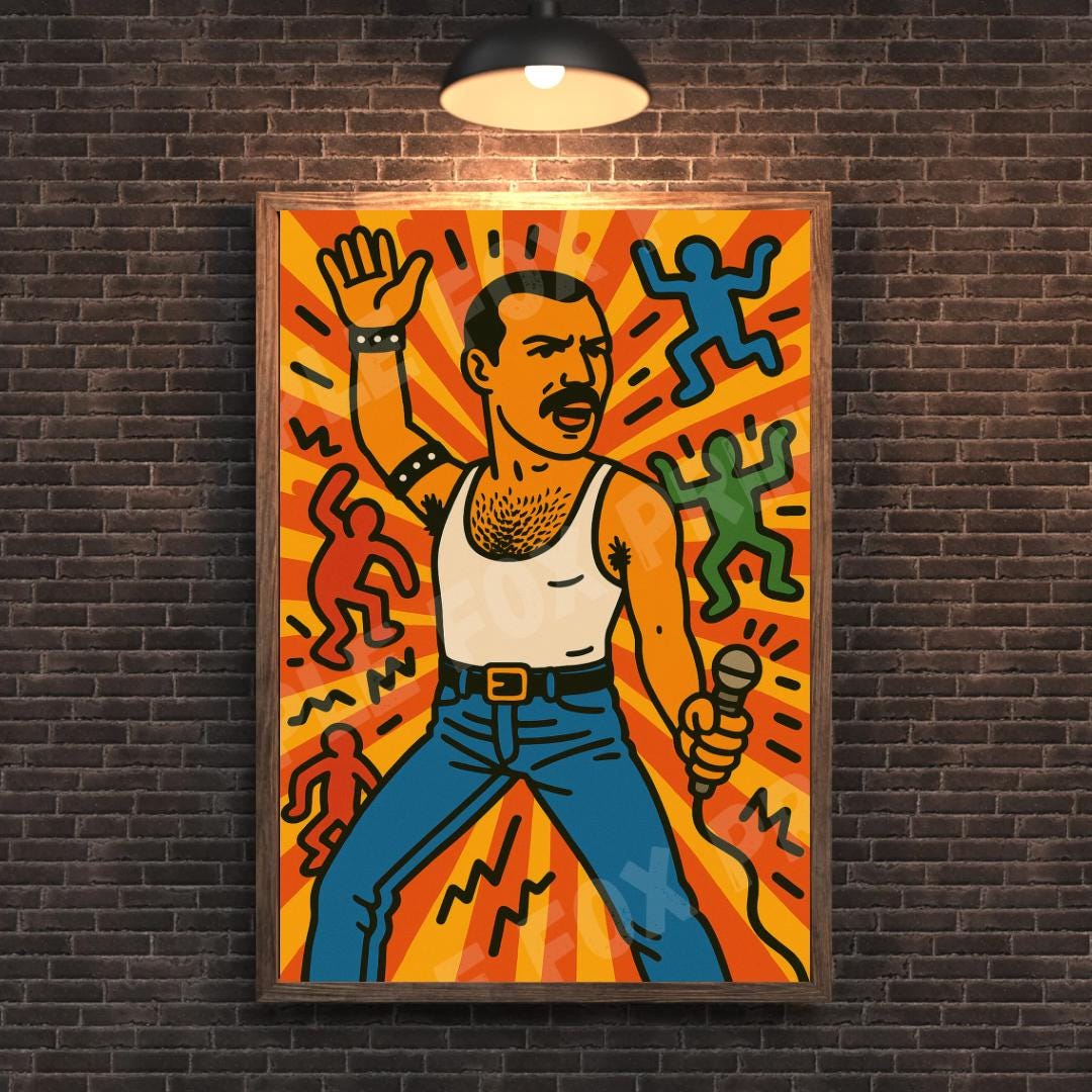 Freddie Mercury Digital Art Print | Keith Haring-inspired Pop Art ...