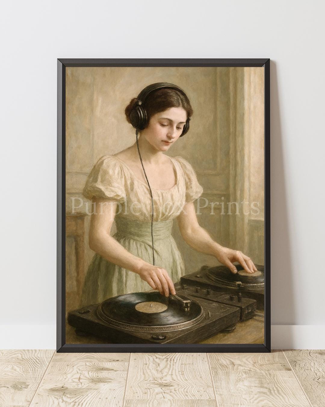 Classical Woman DJ Art Print | Vintage Oil Painting Style Wall Art ...
